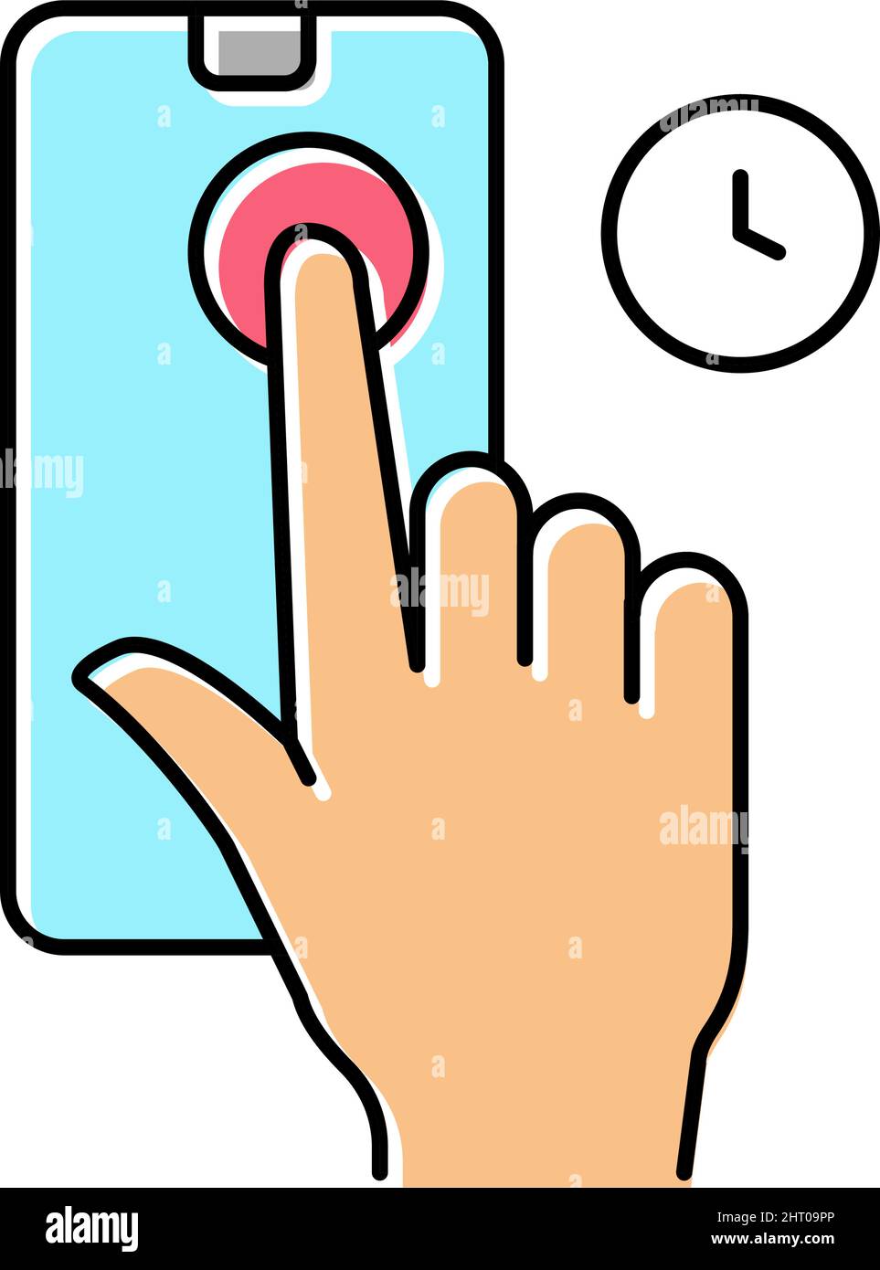 press and holding phone display color icon vector illustration Stock ...
