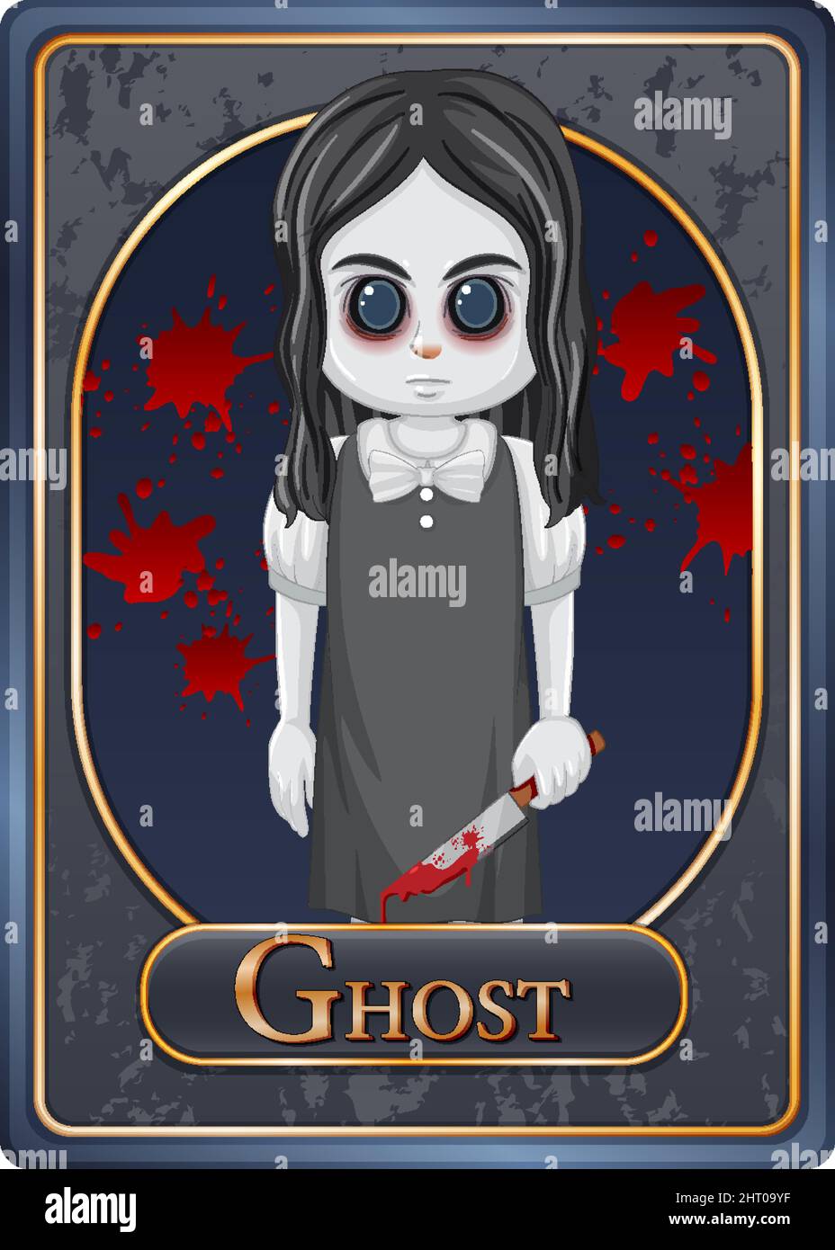 Ghost girl character game card template illustration Stock Vector Image ...