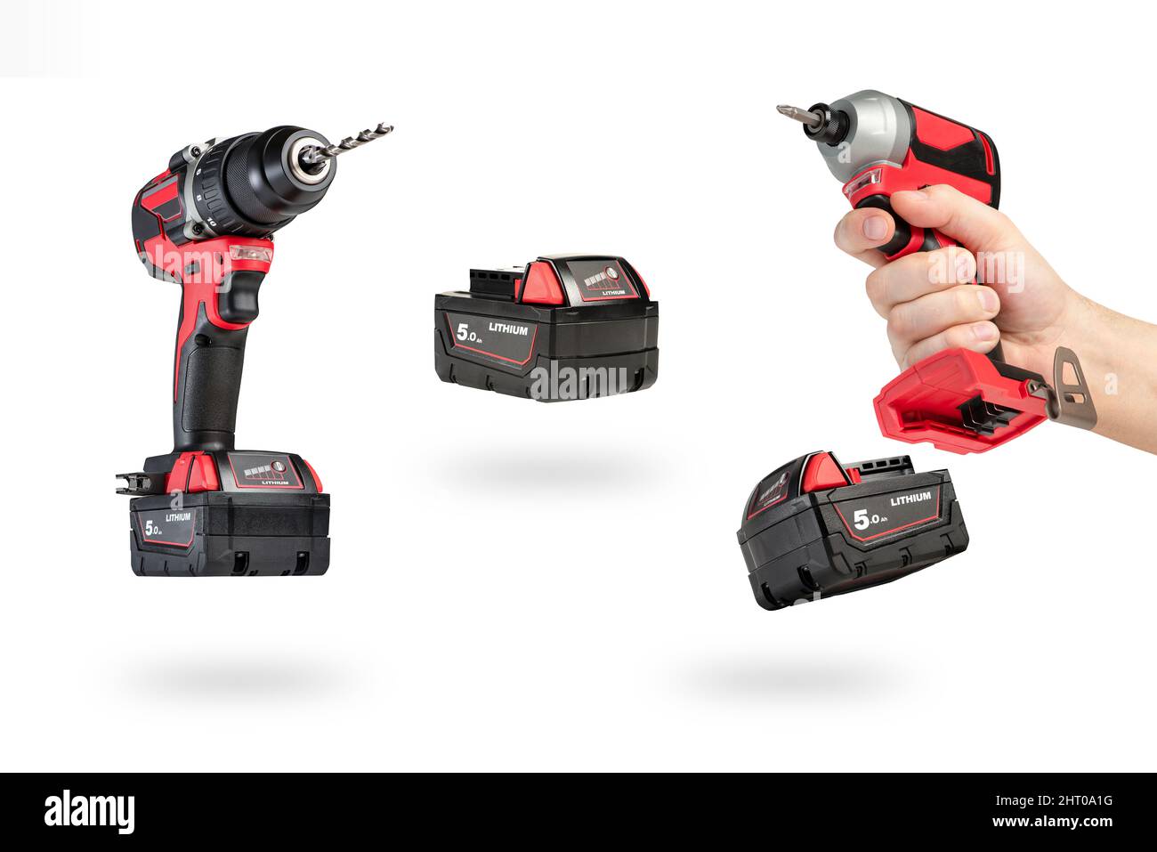 cordless tool isolated on white background. Cordless screwdriver with a ...