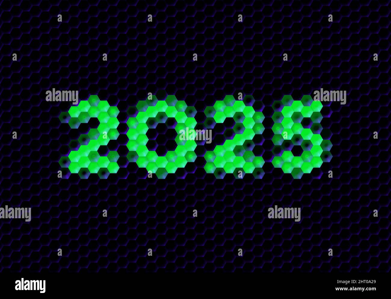 Sign of the 2025 year with hex pixel grid. New Years number or digits ...