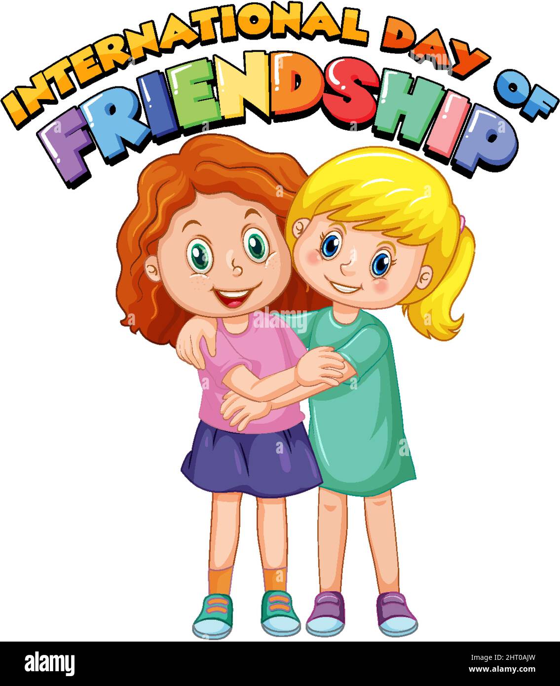 International day of friendship with best friend girls illustration ...