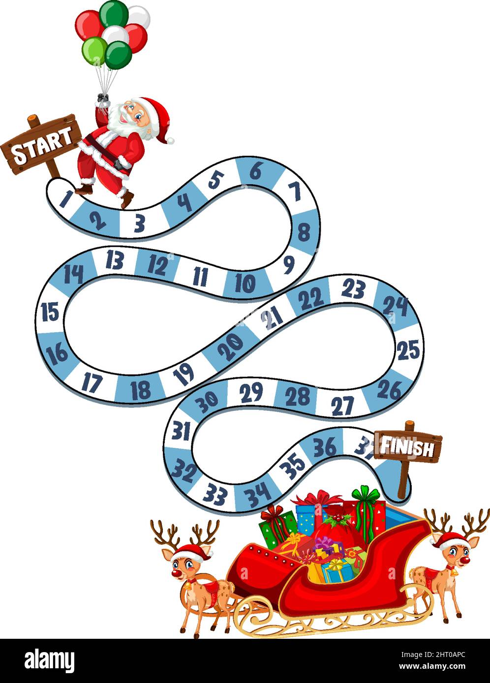 Snake and ladders game template in Christmas theme illustration Stock ...