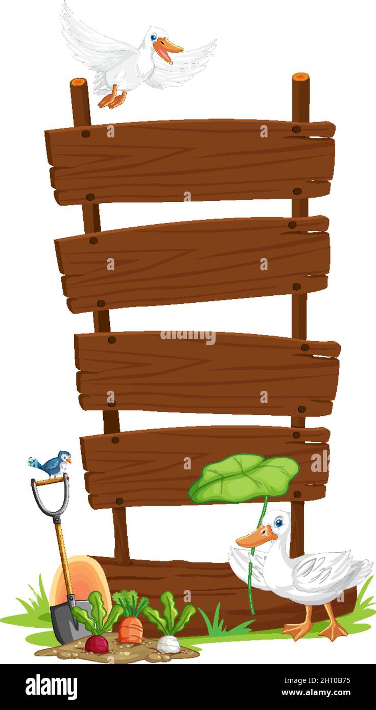 Duck with wooden sign banner illustration Stock Vector Image & Art - Alamy