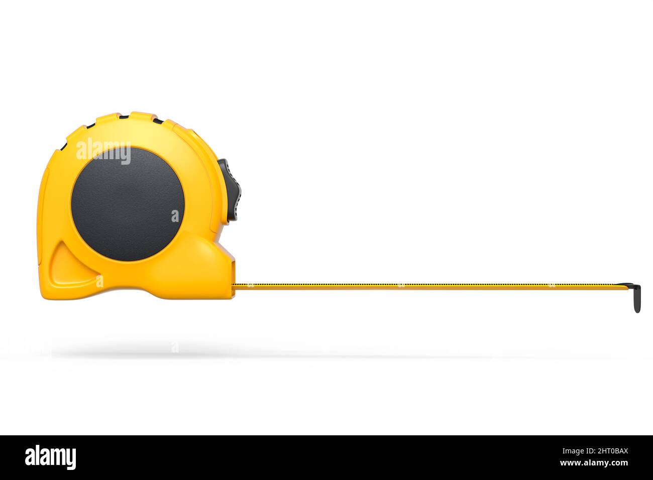 Yellow carpenter measuring tape isolated on white background with ...