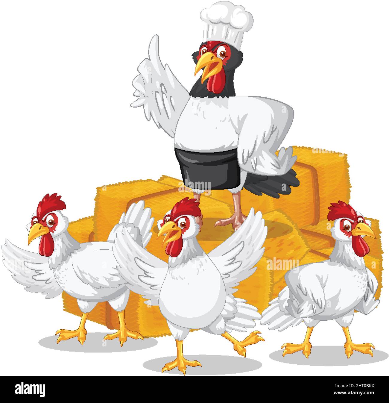 Group of chickens in cartoon style illustration Stock Vector Image ...