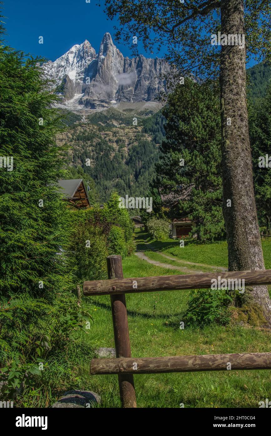 Vertical shot of the beautiful summer landscape in Chamonix. Haute ...
