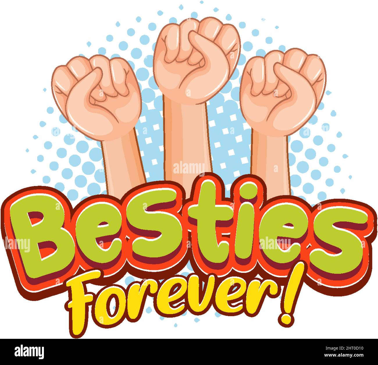 Besties Forever logo with three fists illustration Stock Vector Image ...