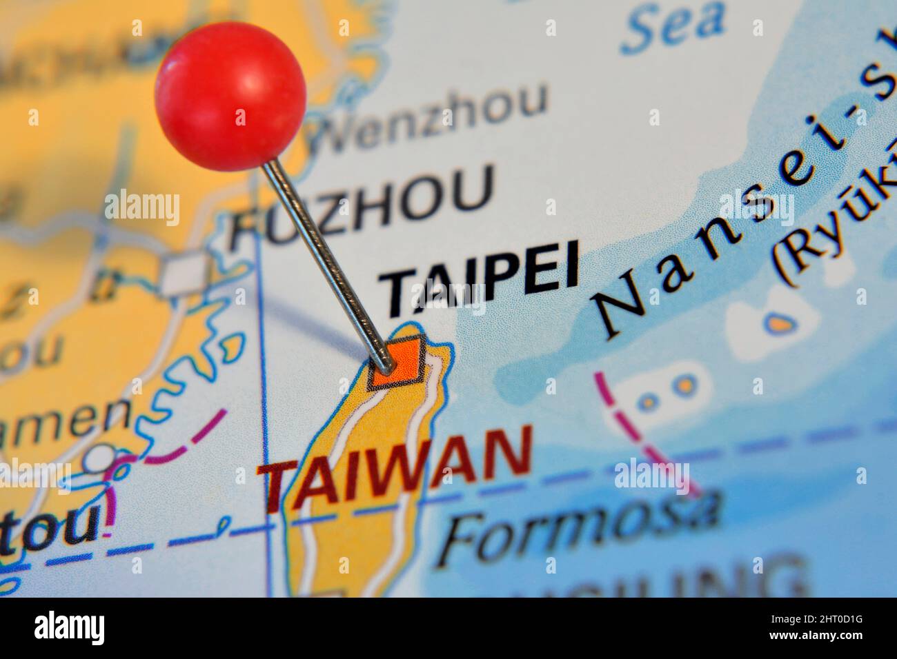 Pin marked Taipei on map in Taiwan Stock Photo - Alamy