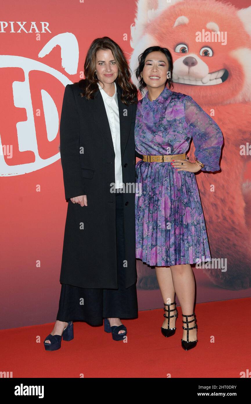 Lindsey Collins (L) and Domee Shi (R) attend at the red carpet of ...