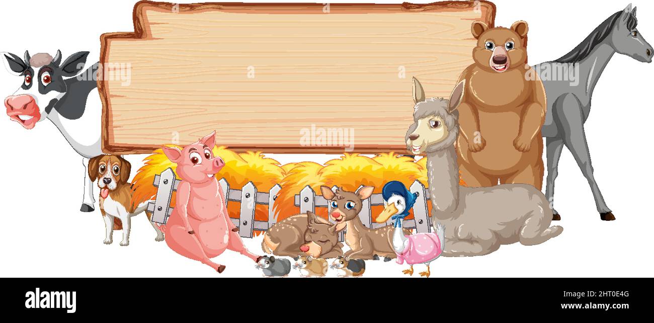 Animal with wooden sign banner illustration Stock Vector Image & Art ...