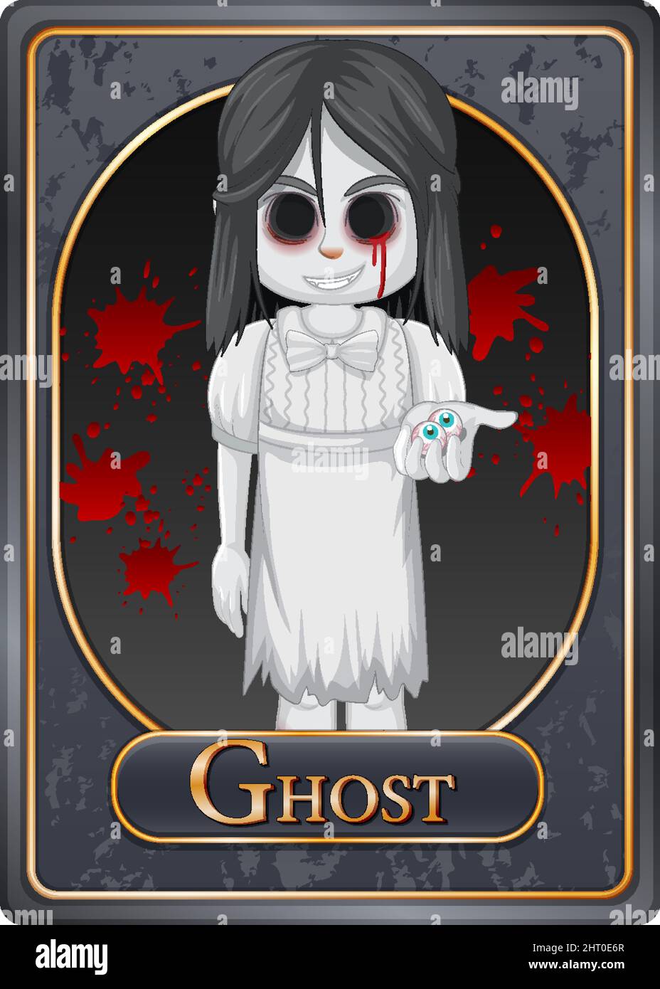 Ghost girl character game card template illustration Stock Vector Image ...