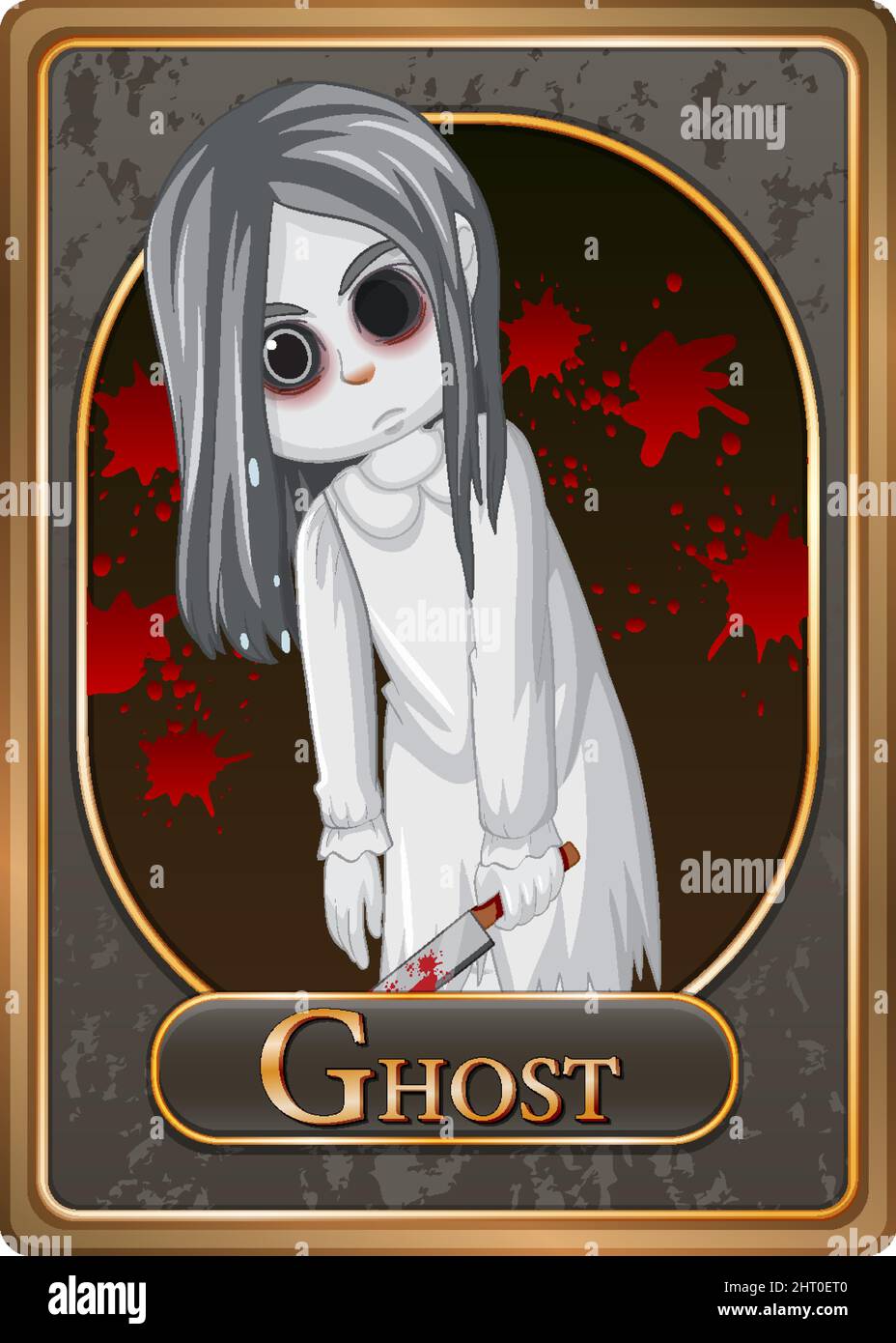 Ghost girl character game card template illustration Stock Vector Image ...