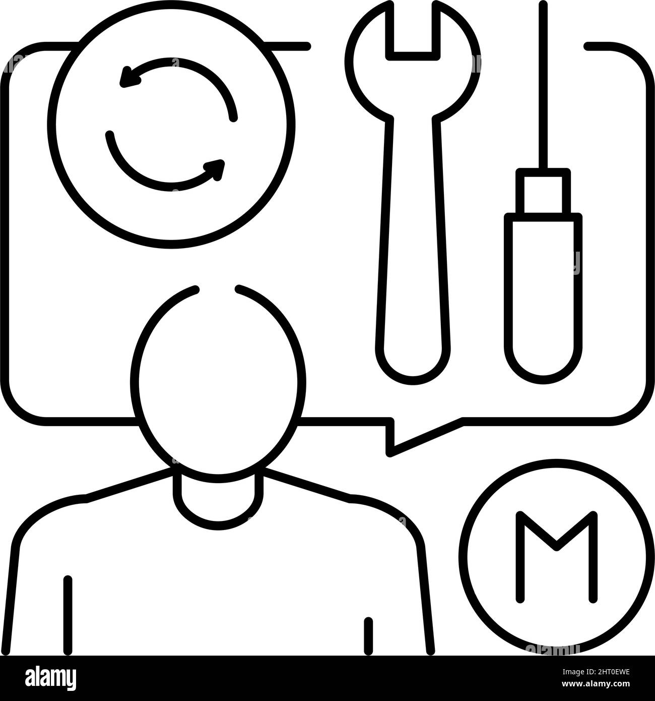 repairman master speak about tools line icon vector illustration Stock ...