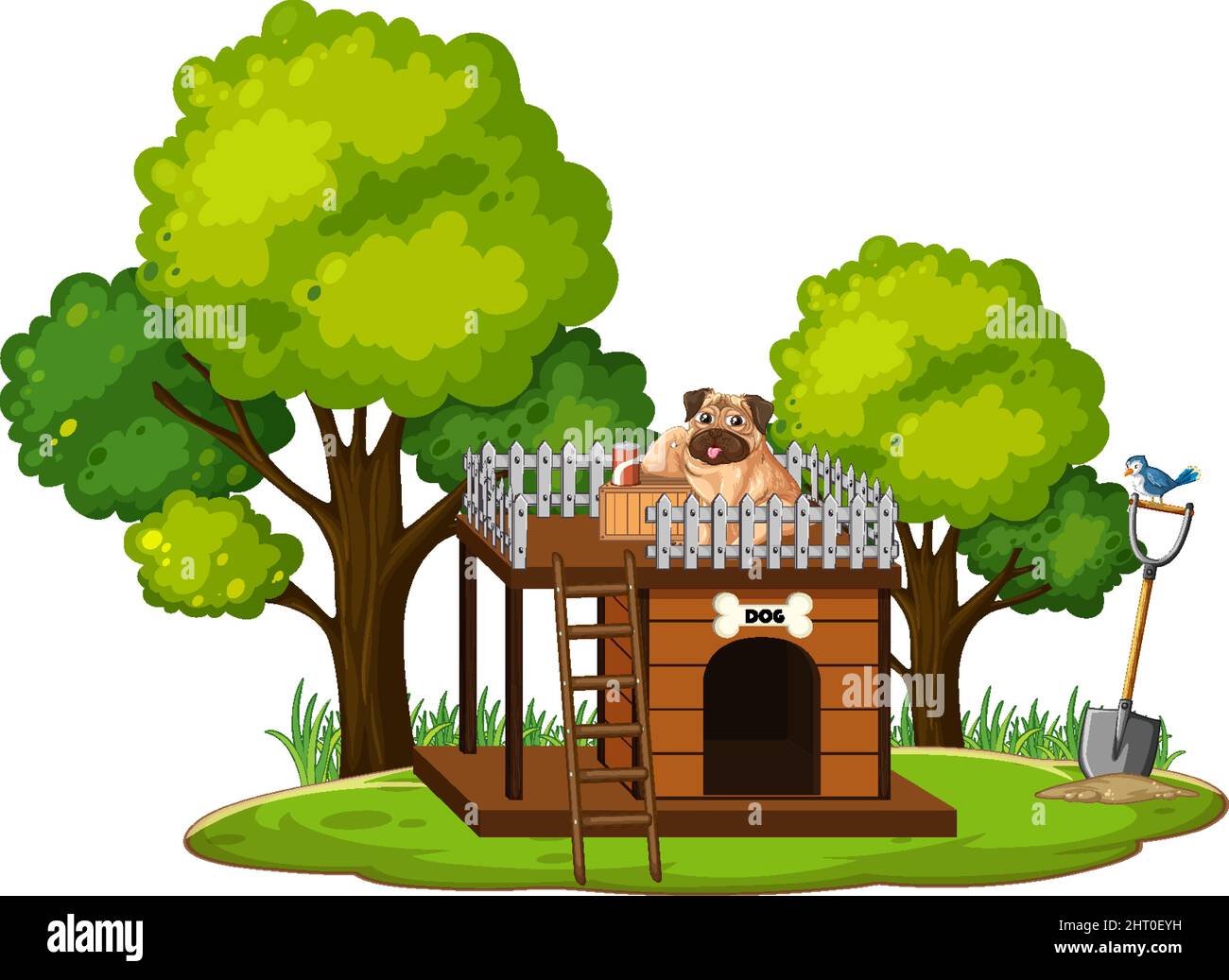 Dog sitting on the pethouse roof illustration Stock Vector Image & Art ...