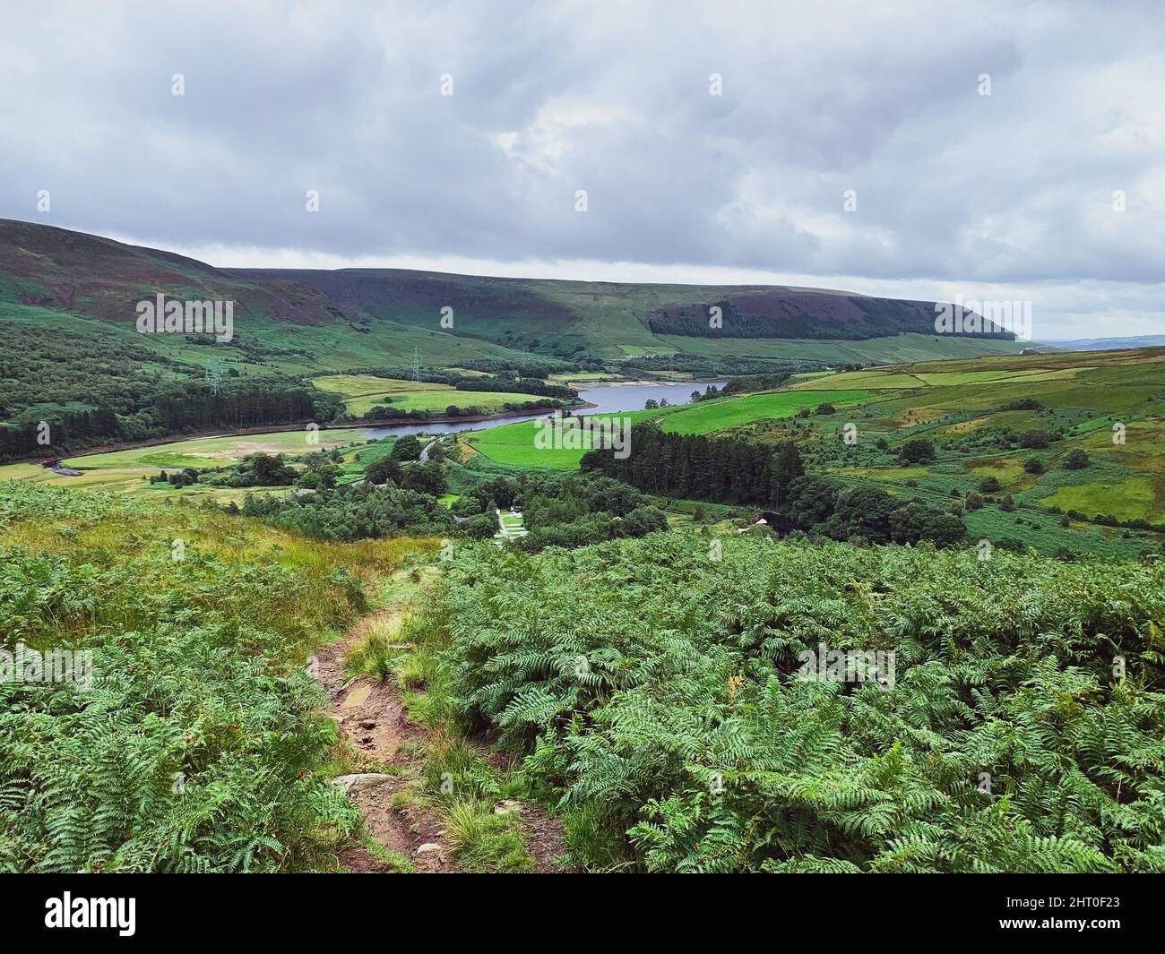Crowden in Peak District National Park, cloudy day, summer time ...