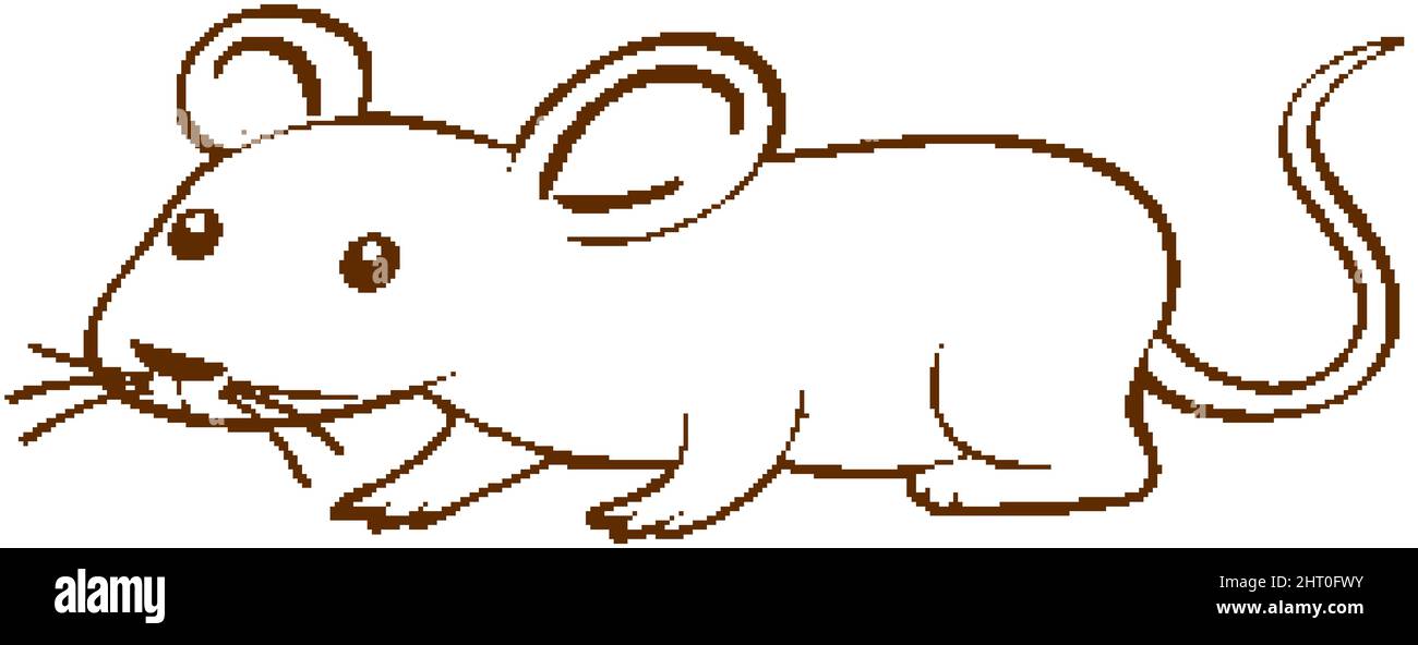 Rat in doodle simple style on white background illustration Stock ...