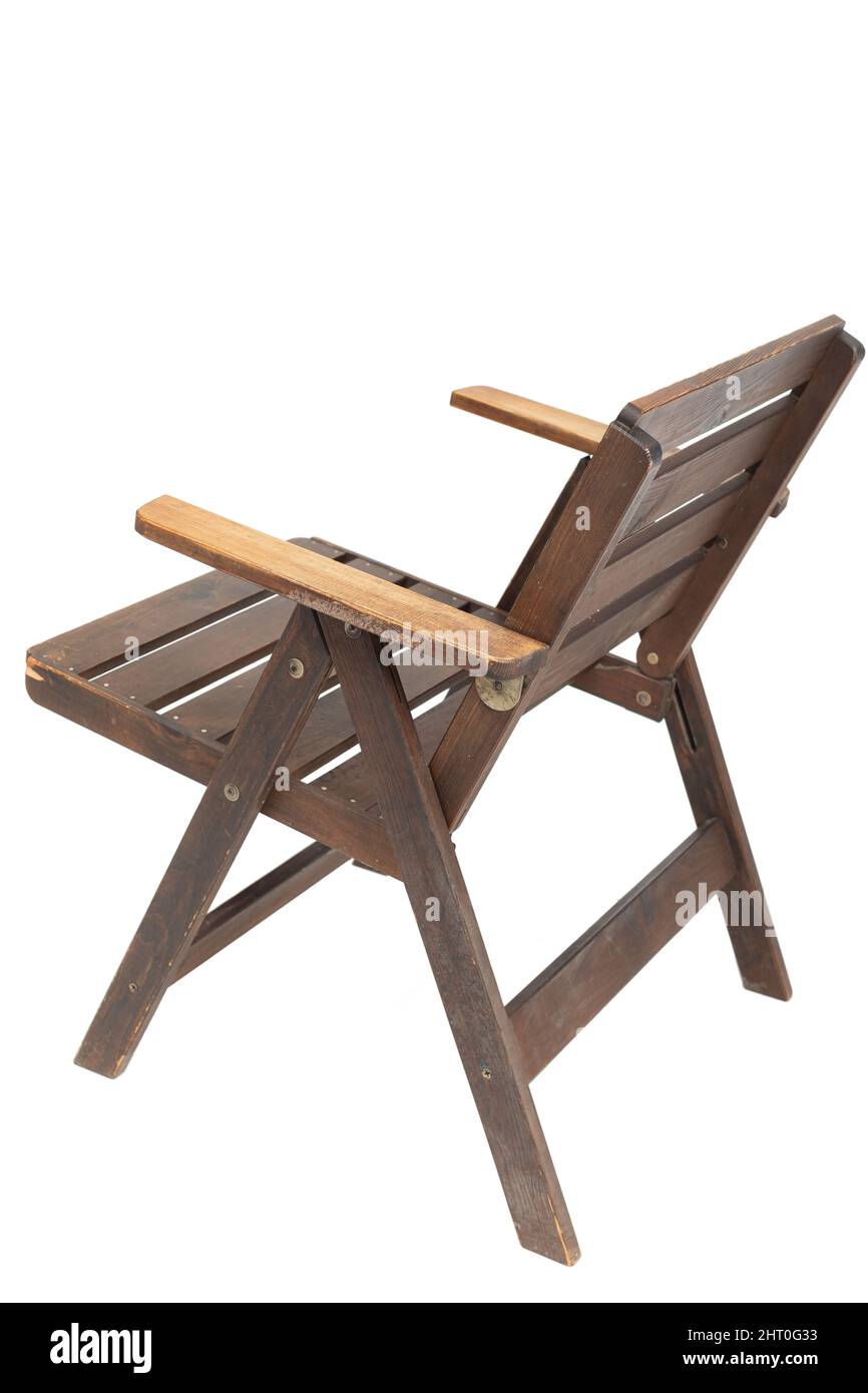 Folding wooden Polish chair from the 70's and 80's. Rear angle view ...