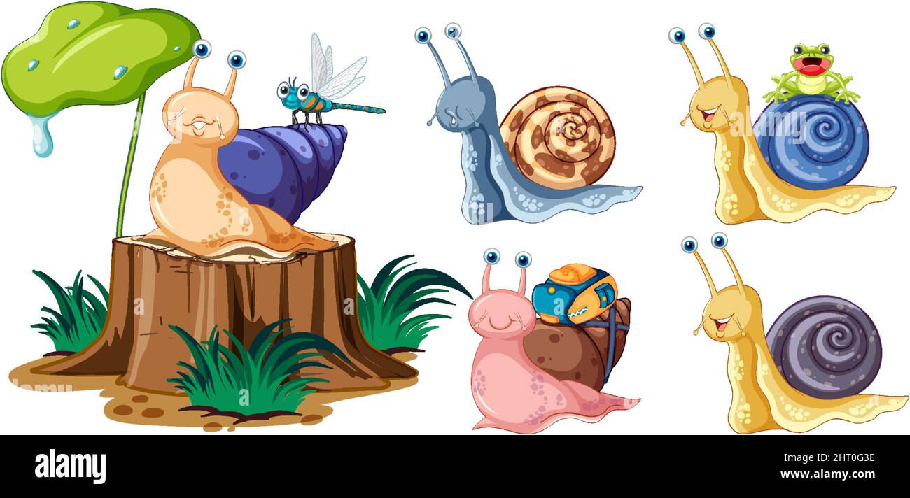Set of different invertebrate animals in cartoon style illustration ...