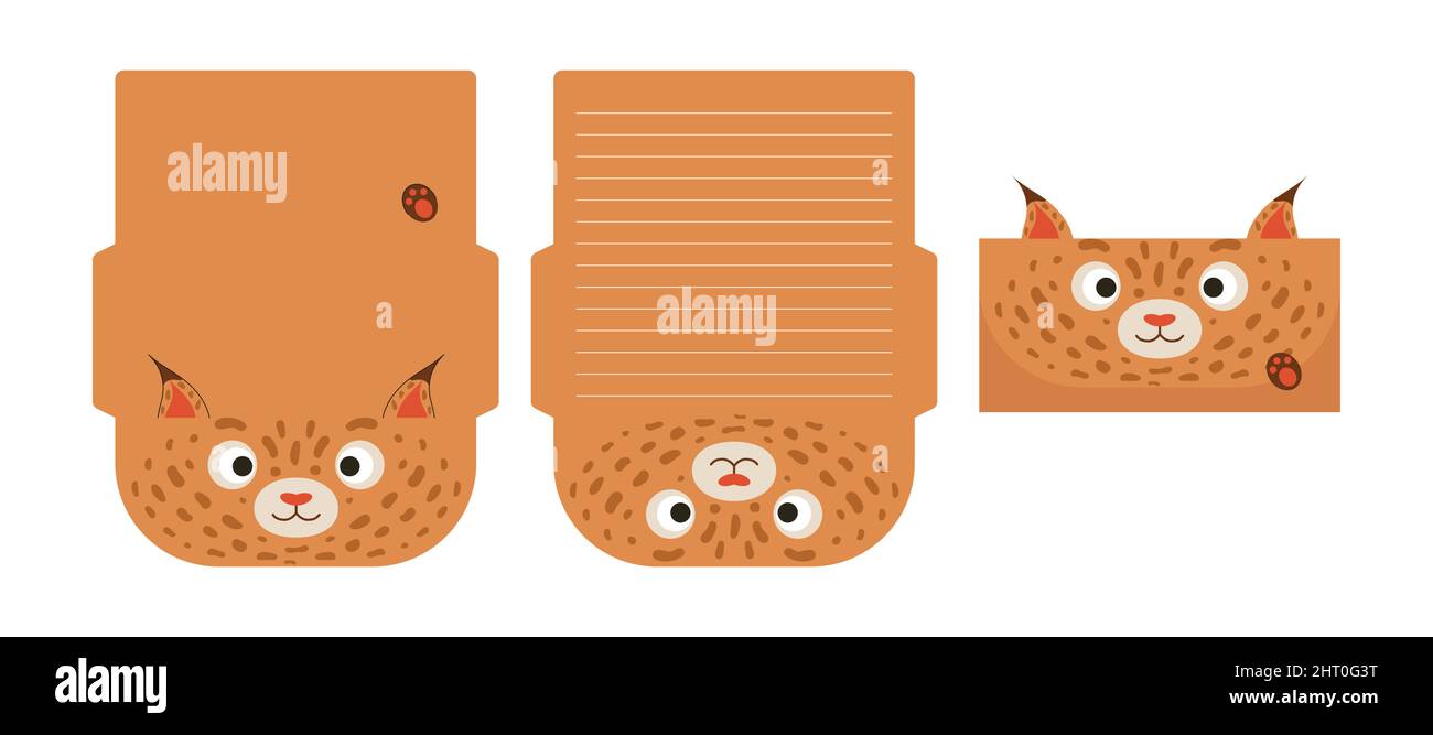 Cute lovely lynx letter writing stationery paper laser cutting card ...