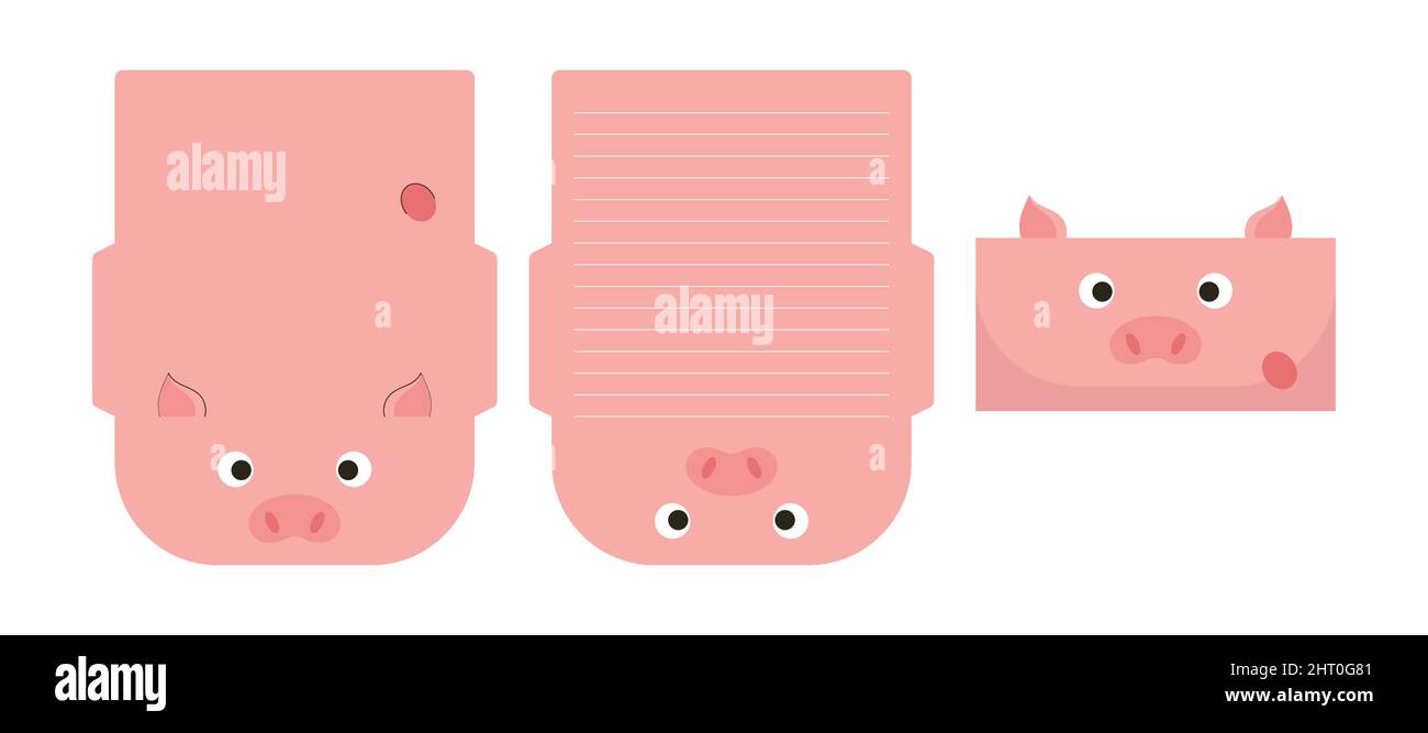 Cute lovely pig letter writing stationery paper laser cutting card ...