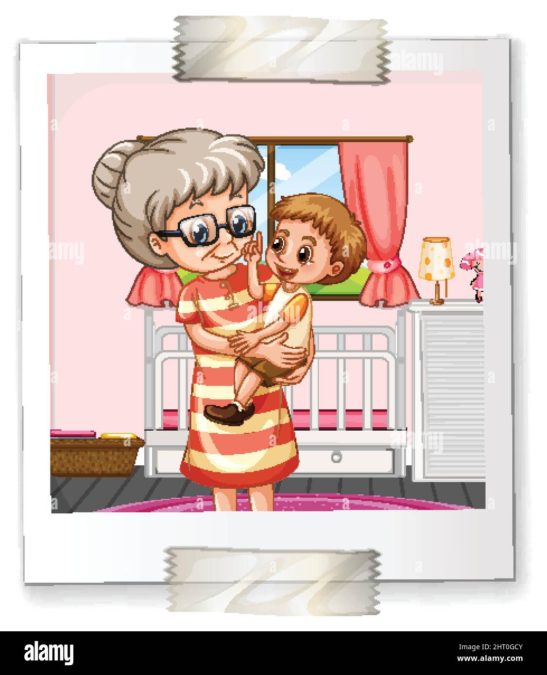 A photo of granny holding nephew illustration Stock Vector Image & Art ...