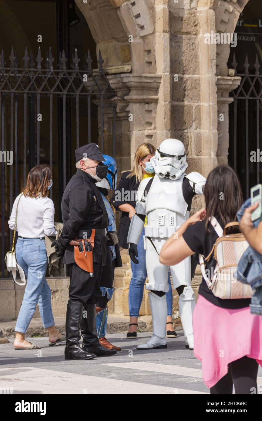 Actors representing Star Wars characters with their flashy uniforms ...