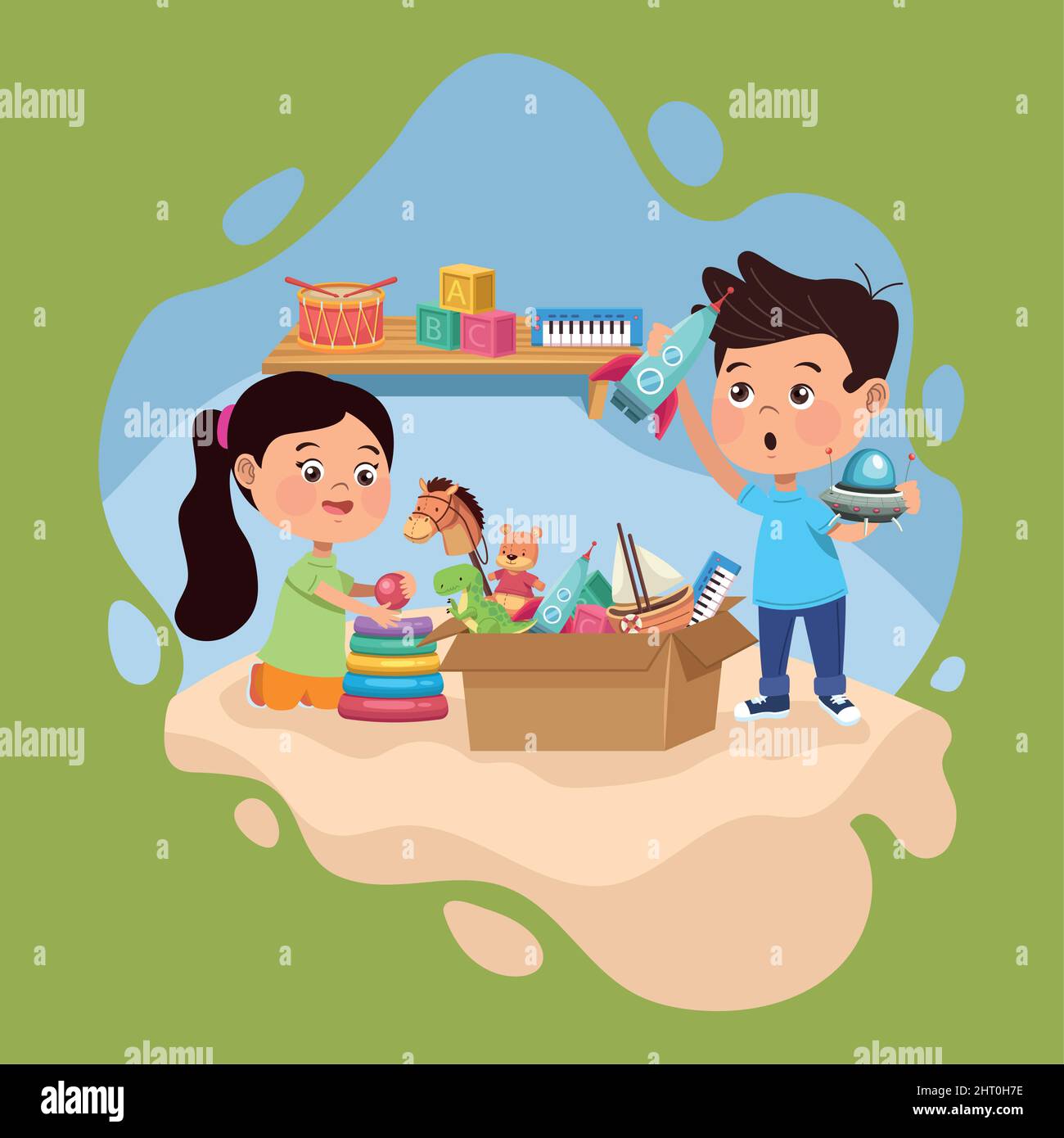 little kids couple and toys Stock Vector Image & Art - Alamy