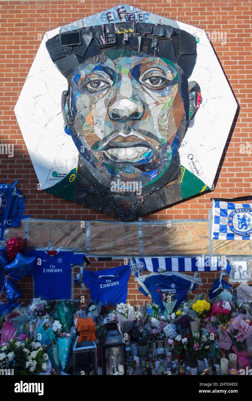 Flowers and tributes underneath the Jamal Edwards street art mosaic in ...