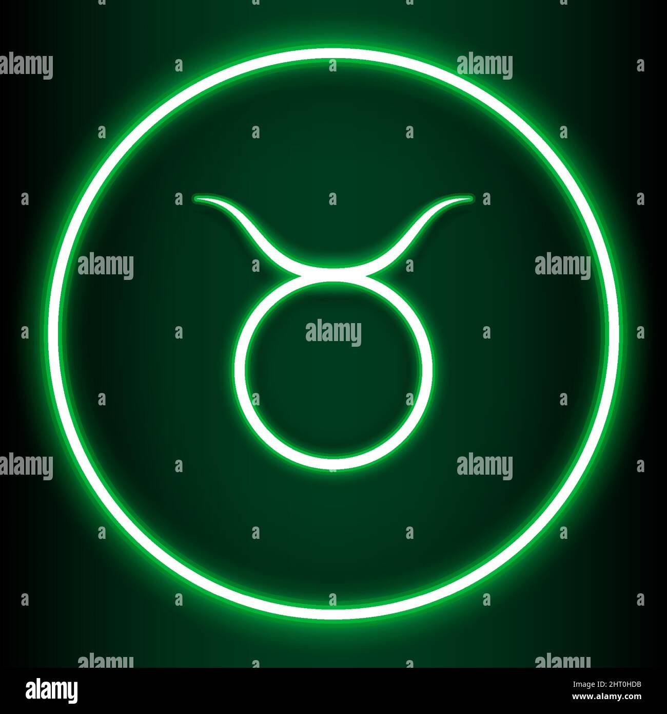 Taurus is one of the 12 zodiac signs and is shown in a green neon style ...