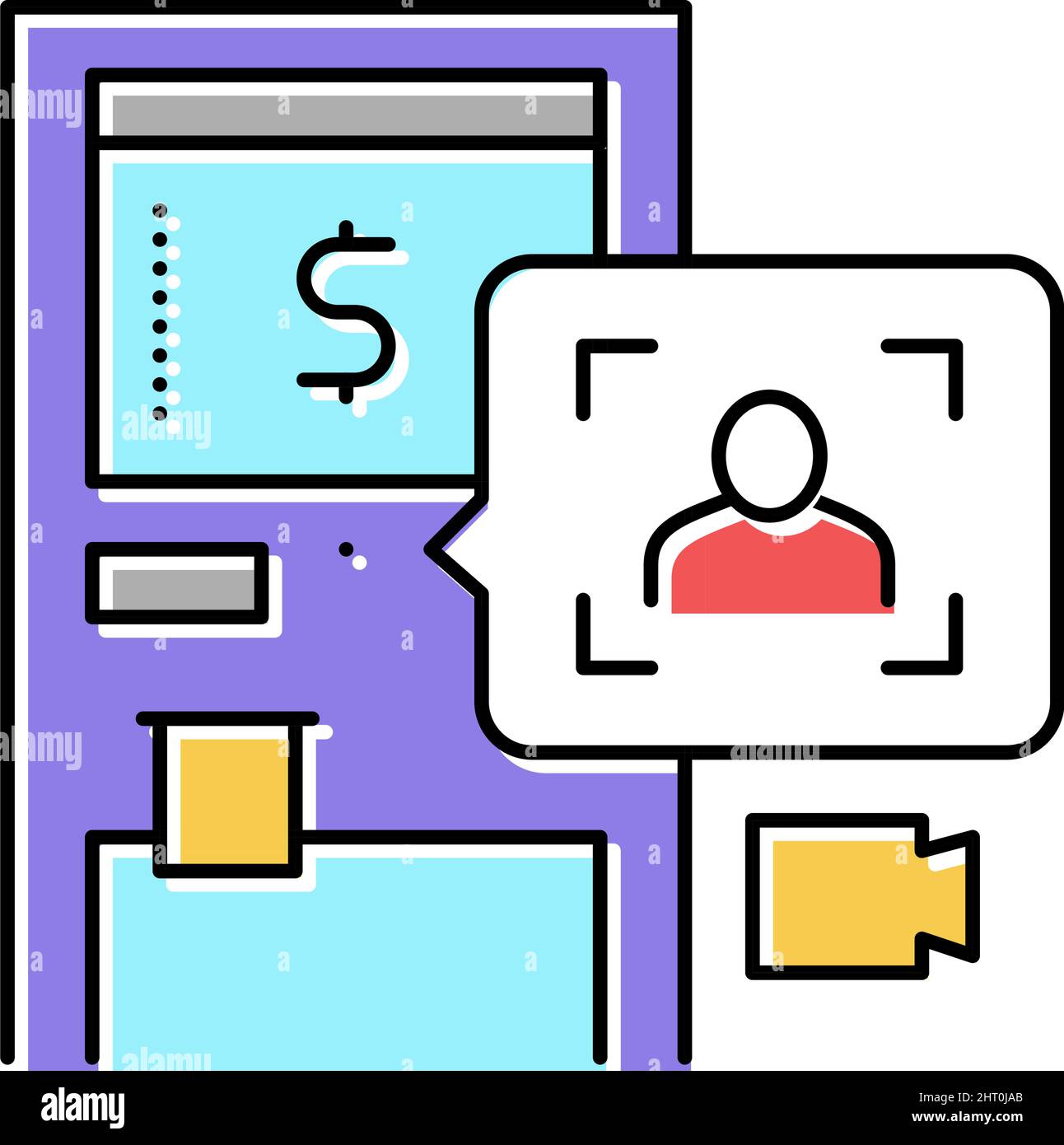 atm technology with face id color icon vector illustration Stock Vector ...