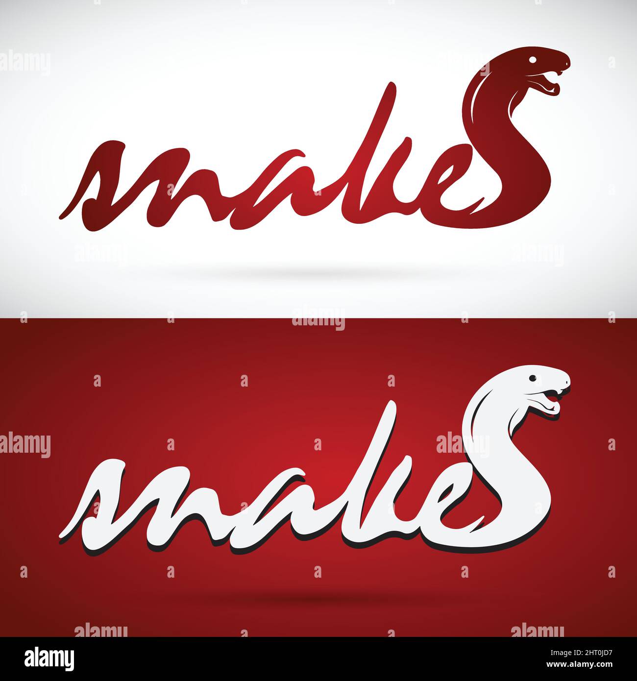Vector image of an design snake is text on white background and brown ...