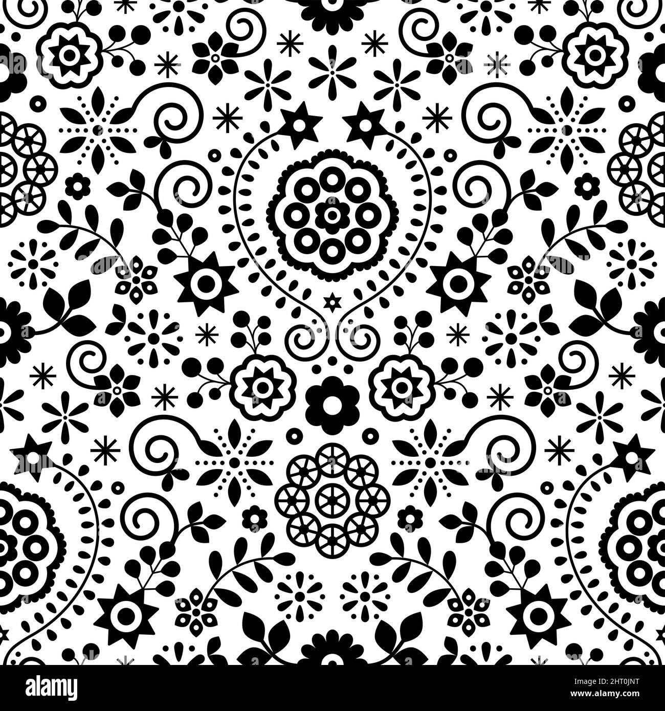 Polish folk art vector long vertical seamless textile or greeting card ...