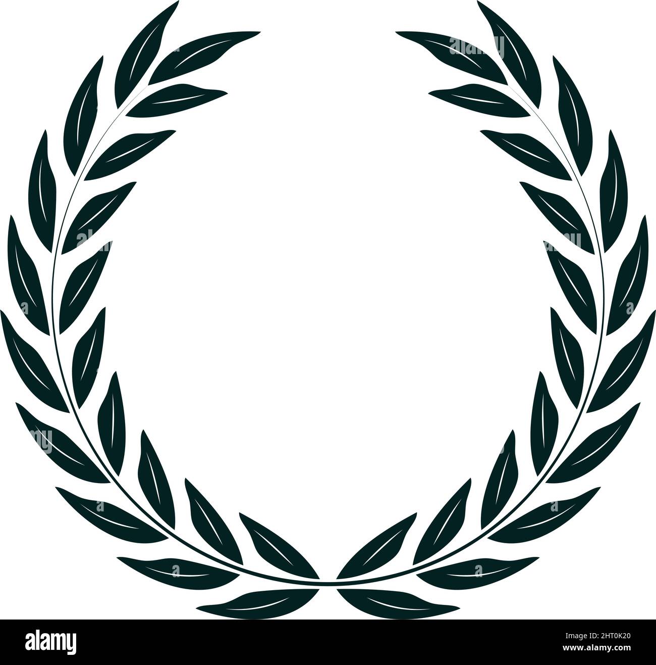 Laurel honor wreath vector in black on white isolated background. A ...