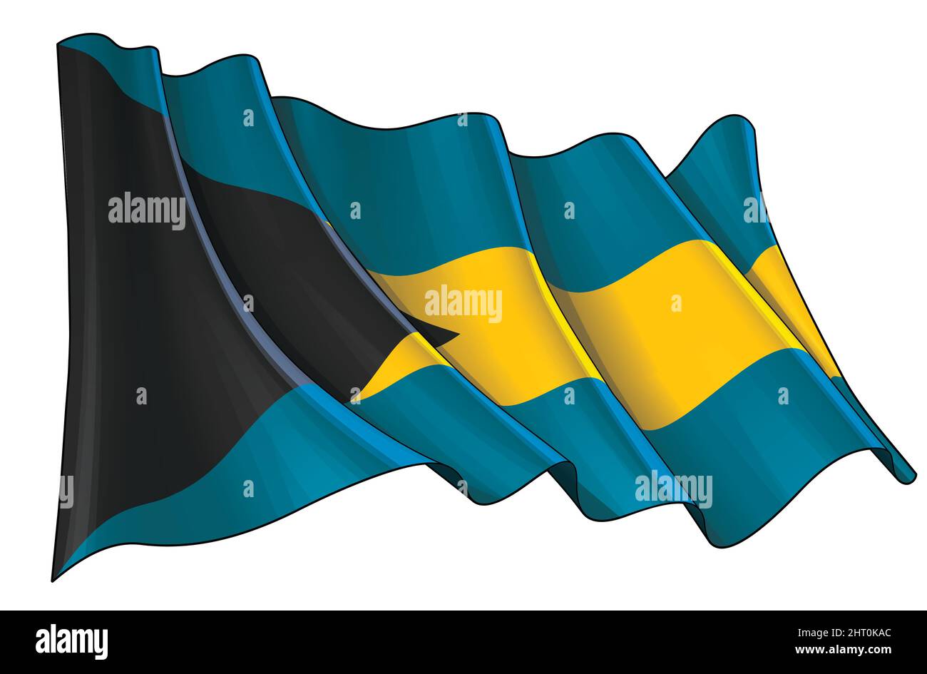 Vector illustration of a Waving Flag of The Bahamas. All elements ...
