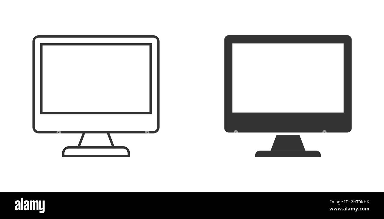 Personal computer in flat style. Desktop pc vector illustration on ...