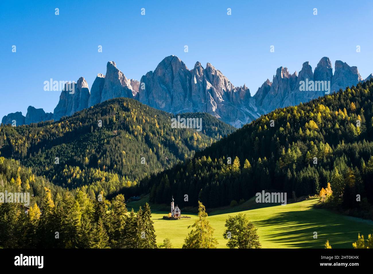Aerial mountain chapel in blue hi-res stock photography and images - Alamy