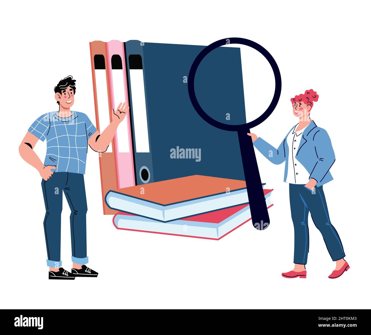 Business people work with documents and accounting bills, flat cartoon ...