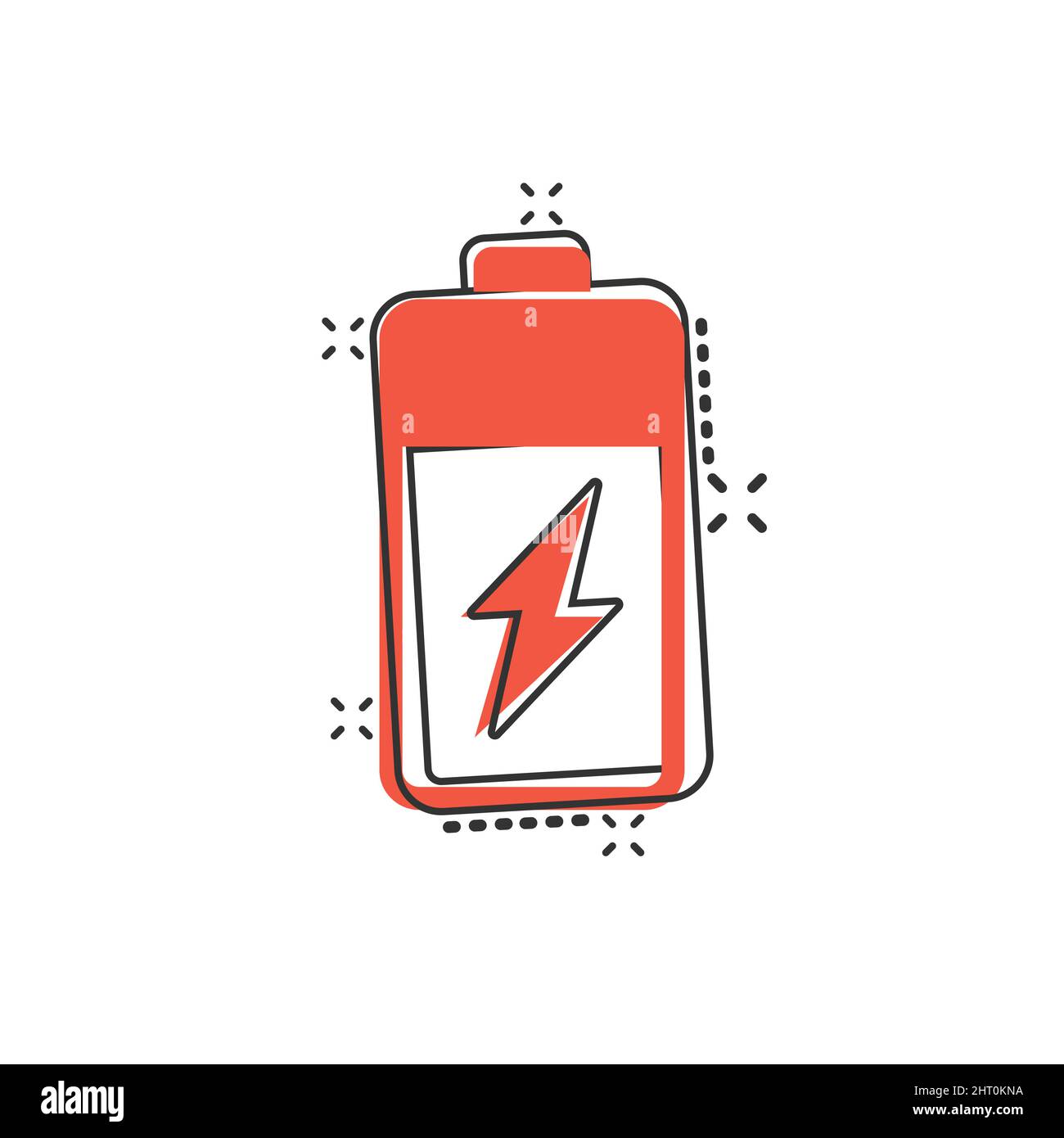 Battery icon in comic style. Accumulator cartoon vector illustration on ...