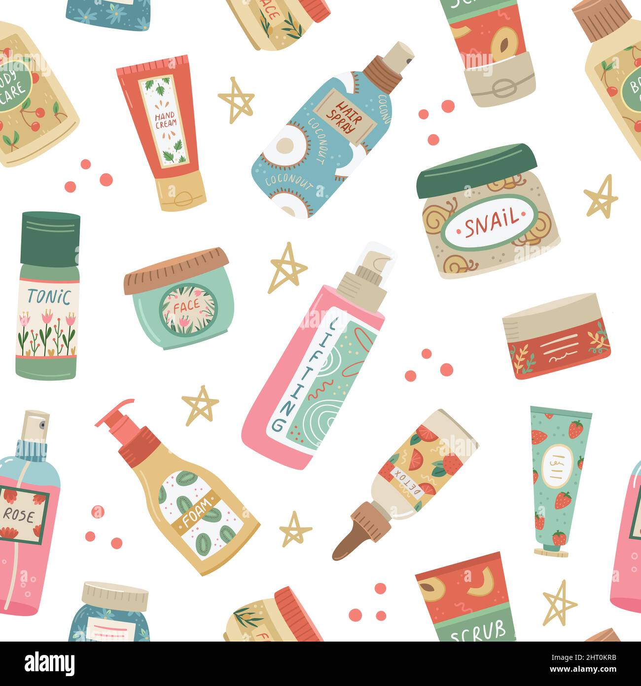 Vector seamless pattern with cosmetics for face and body care ...