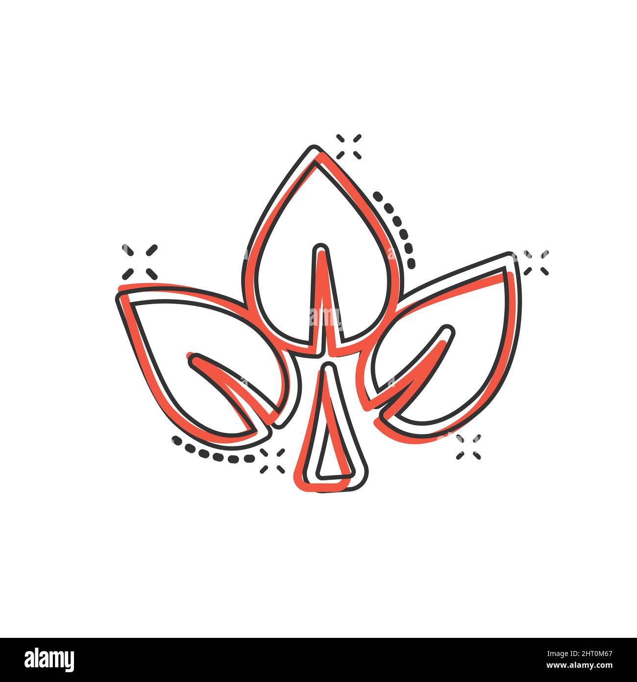 Leaf icon in comic style. Plant cartoon vector illustration on white ...