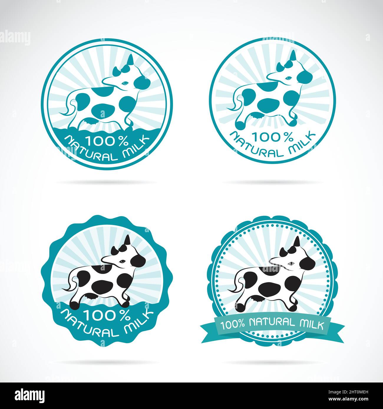 Set of vector dairy cows label on white background. Easy editable ...