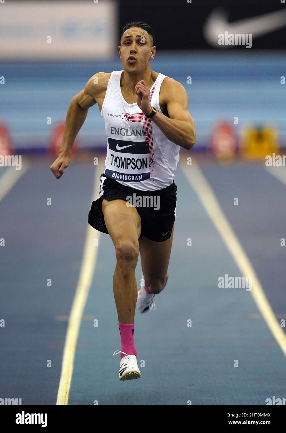 Elliot Thompson in the Men's 60m (Heptathlon) during day one of the UK ...