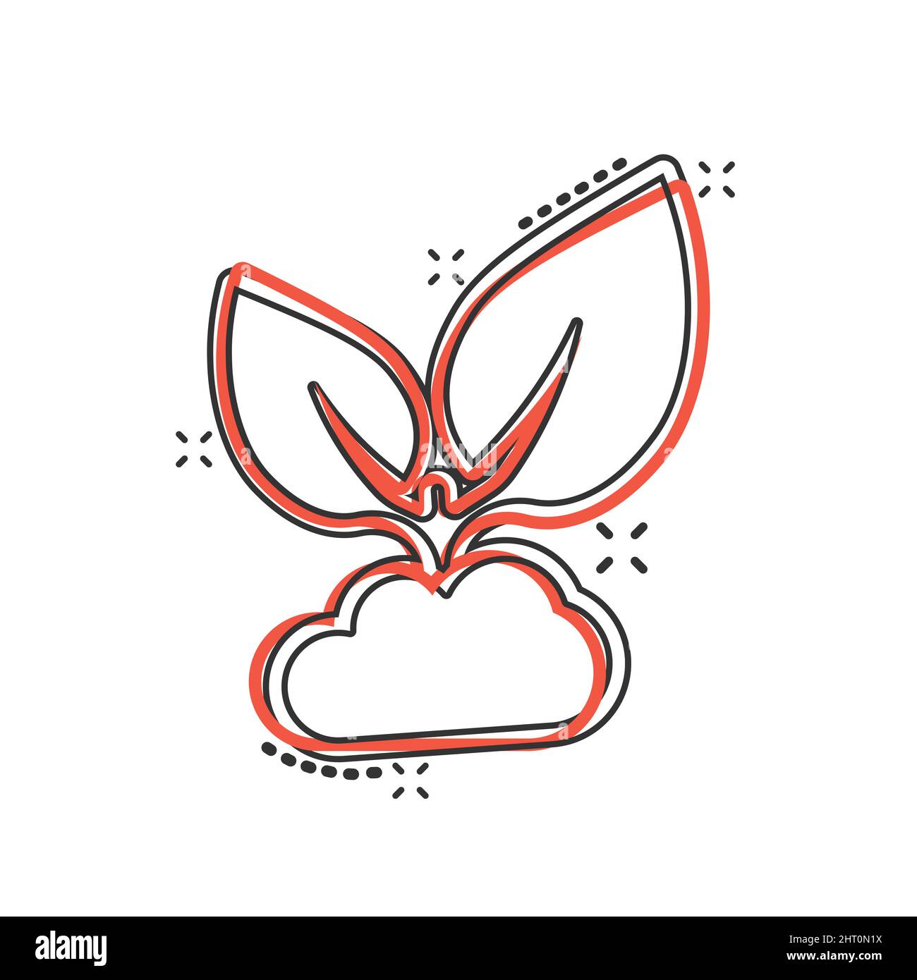 Leaf icon in comic style. Plant cartoon vector illustration on white ...