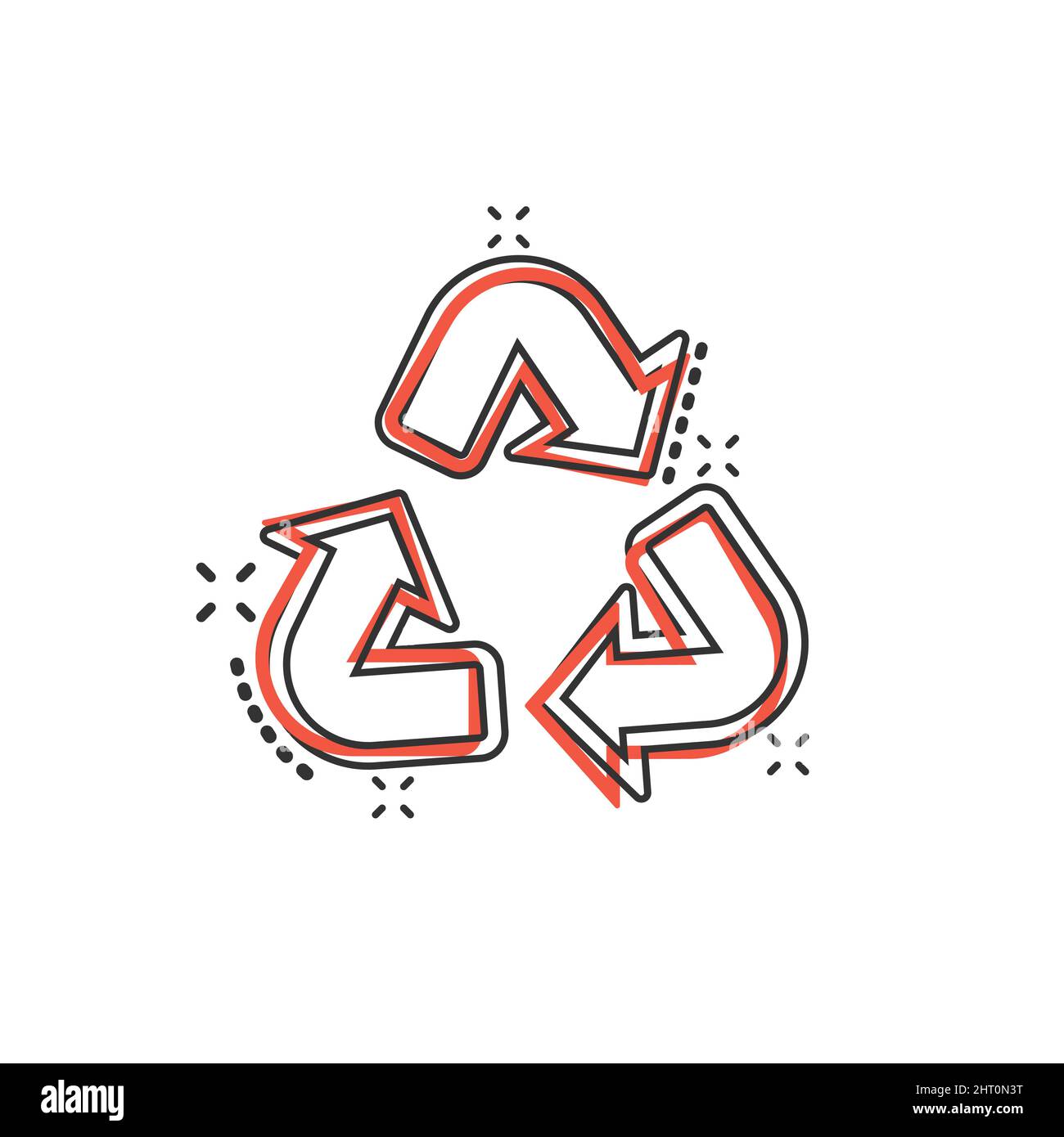 Recycle icon in comic style. Reuse cartoon vector illustration on white ...