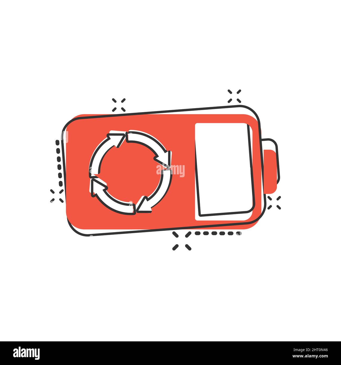 Battery icon in comic style. Accumulator cartoon vector illustration on ...