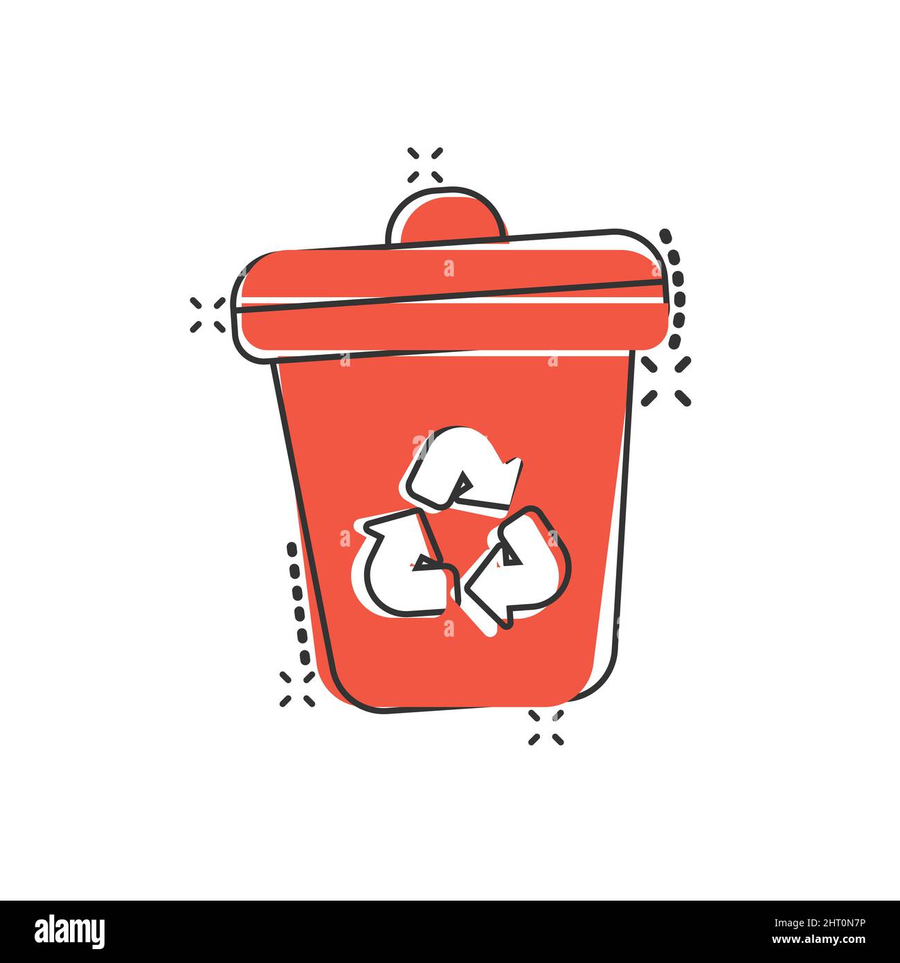 Garbage bin icon in comic style. Recycle cartoon vector illustration on ...