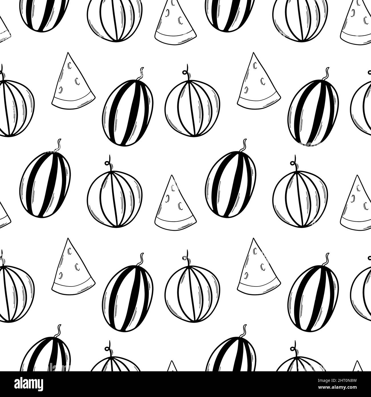 Watermelon illustration black and white hi-res stock photography and ...