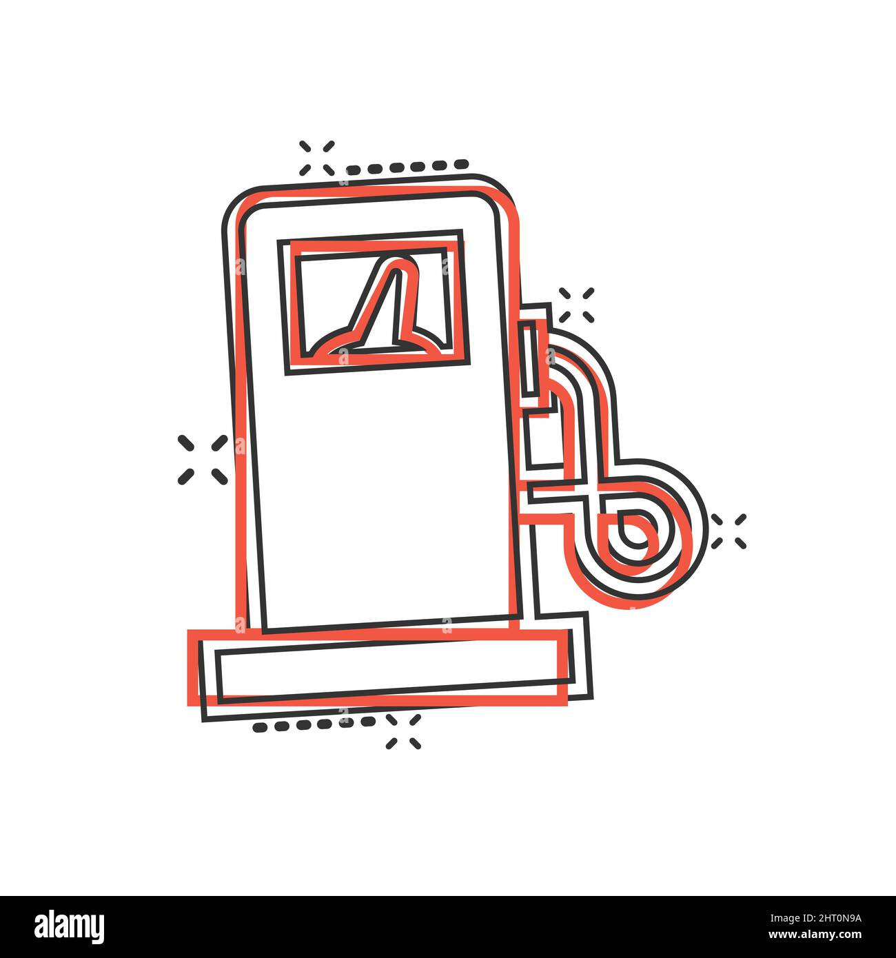 Fuel pump icon in comic style. Gas station cartoon sign vector ...