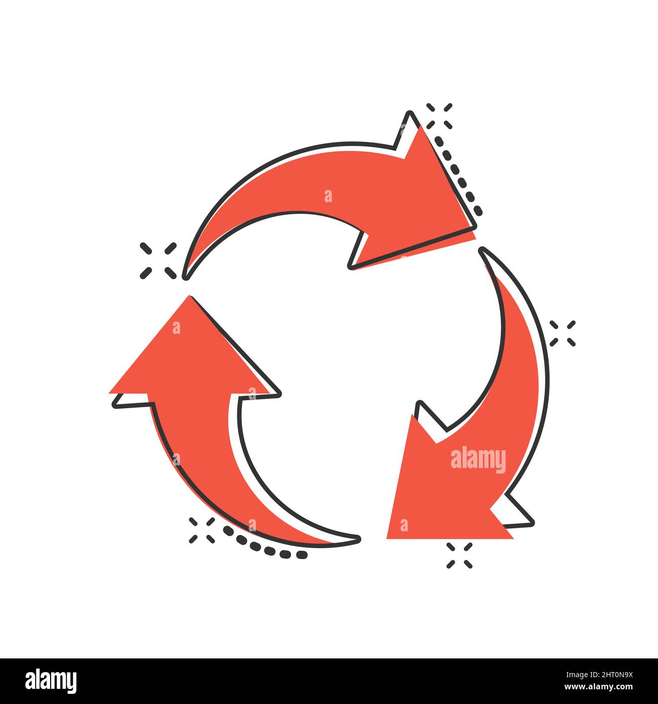 Recycle icon in comic style. Reuse cartoon vector illustration on white ...