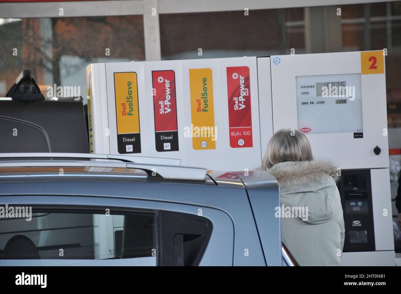 Copenhagen/Denmark./26 February 2022/.Shell gasoline station in Kastrup ...